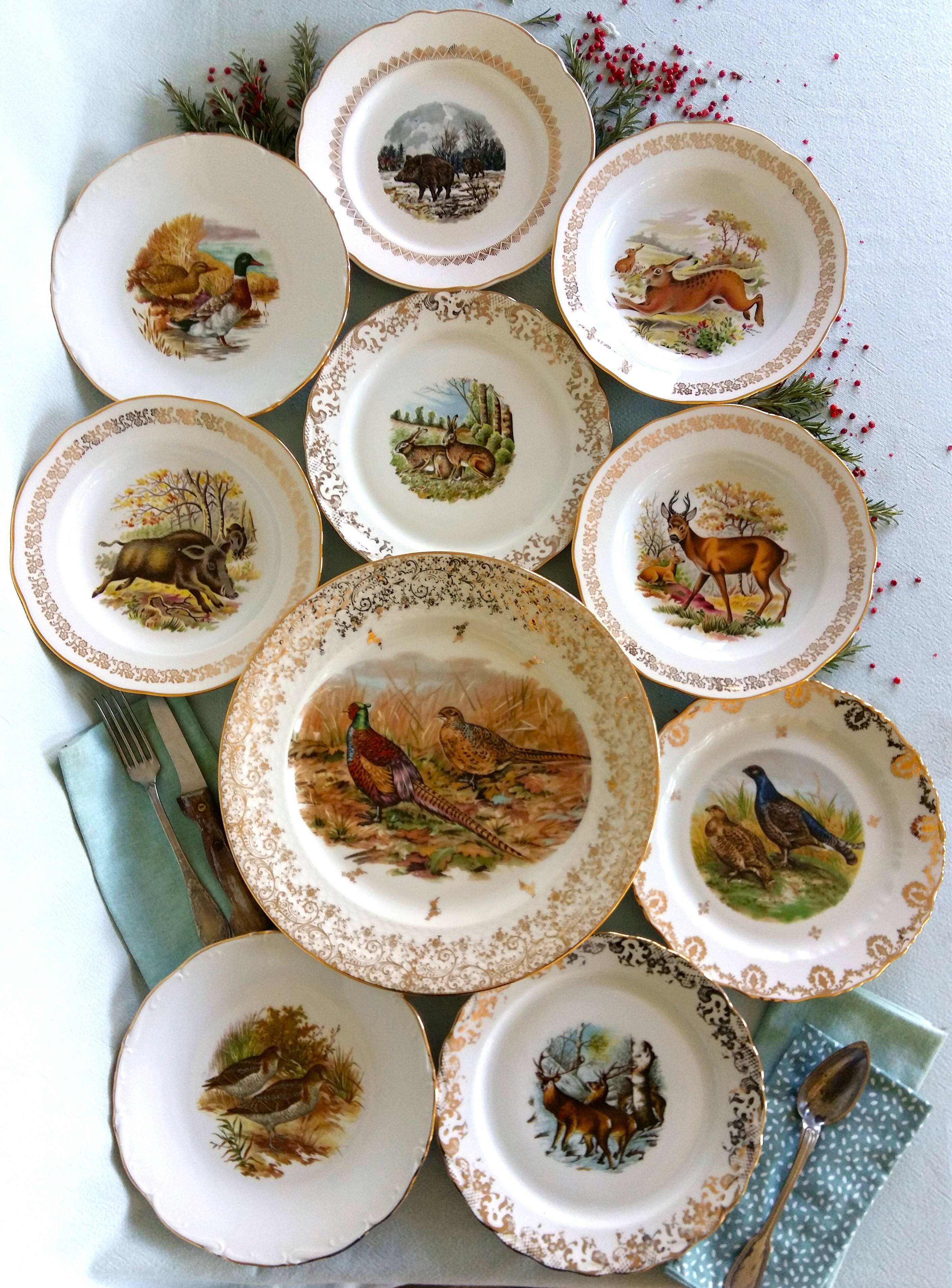 10 Mix & Match Hunting Plates. Mismatched Game Plates. Wild Boar, Deer ...
