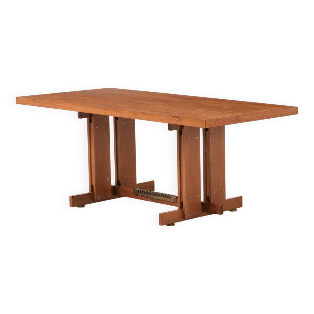 Imari Topiovaara Wood Dining Table Wood Brass details | Selency