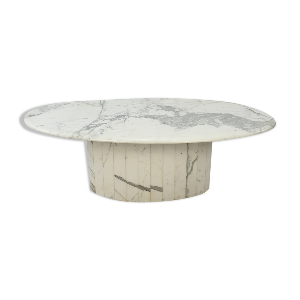 Table basse ovale italienne de marbre, années 80 | Selency