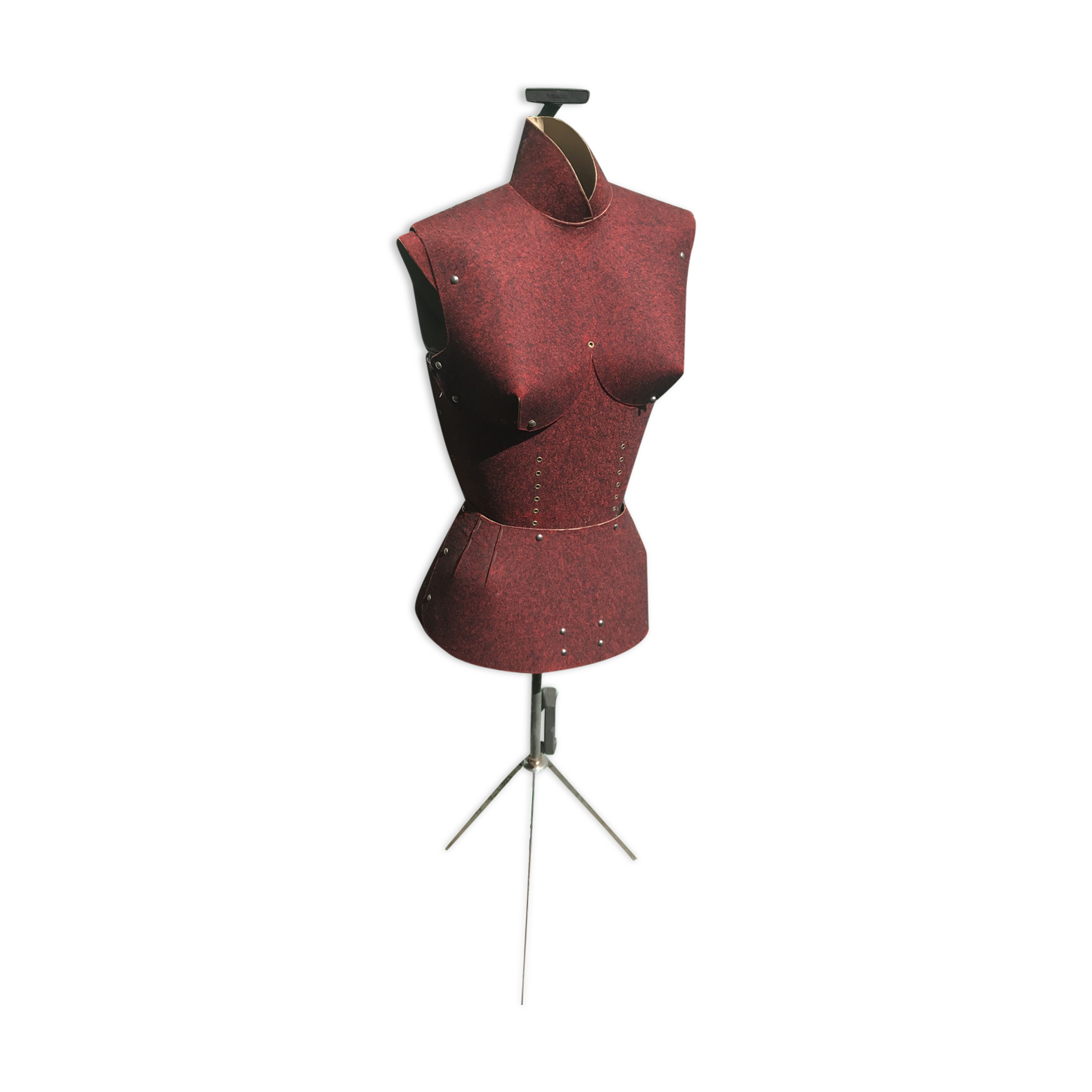 Ancien mannequin de mode carton rouge + pieds tripodes métal années 50 ...