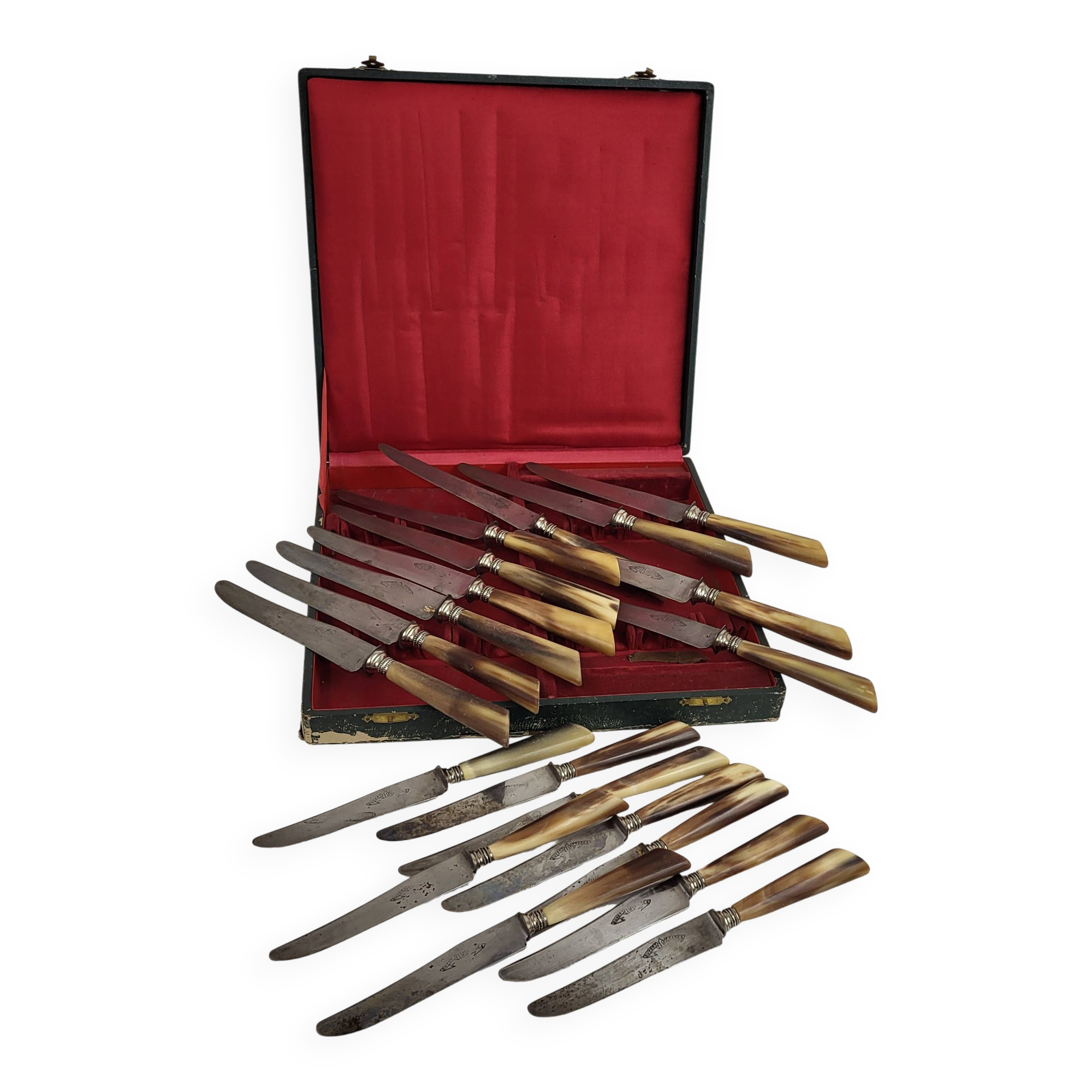 20 couteaux de table lame acier manche corne | Selency