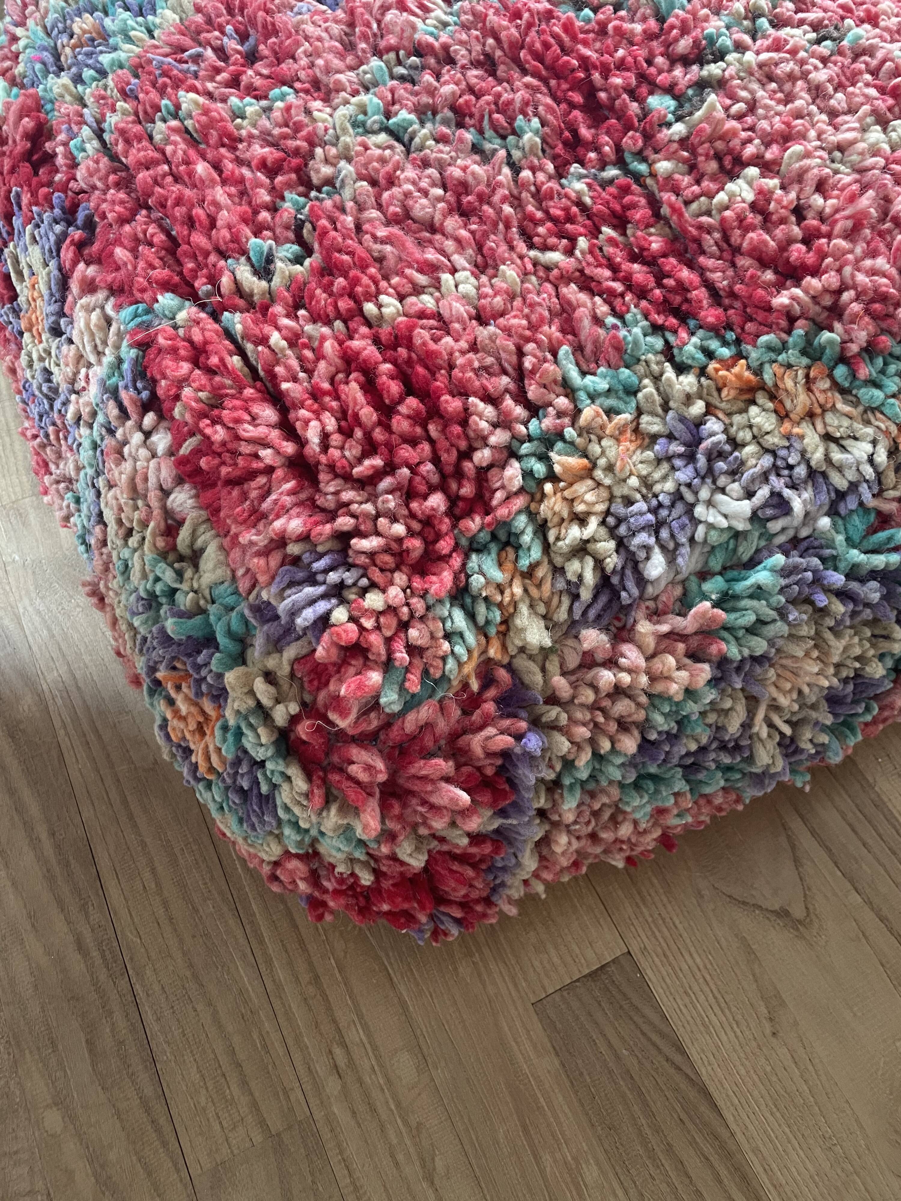 Pouf marocain berbère coloré terracotta corail bohème | Selency