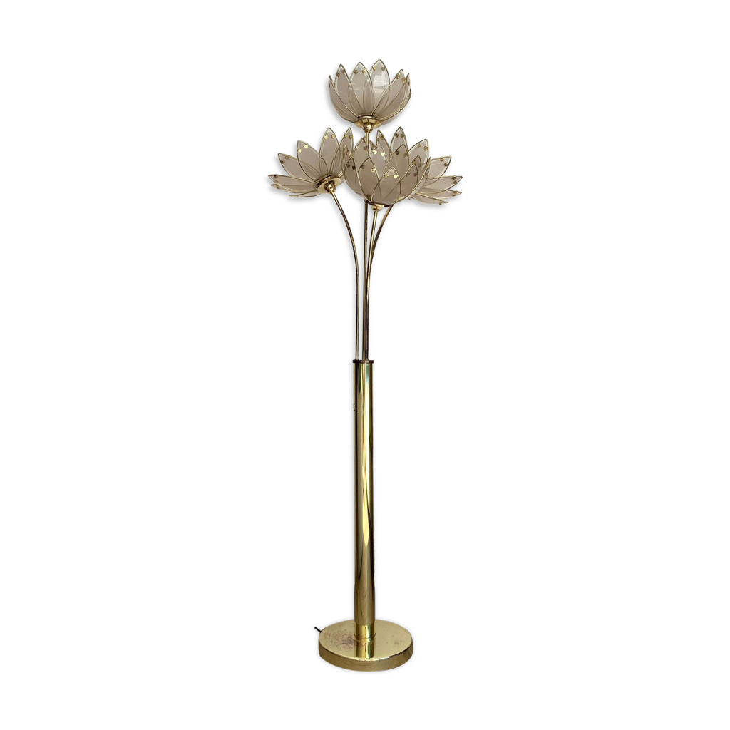 Lampe sur pied fleur de lotus 80s | Selency