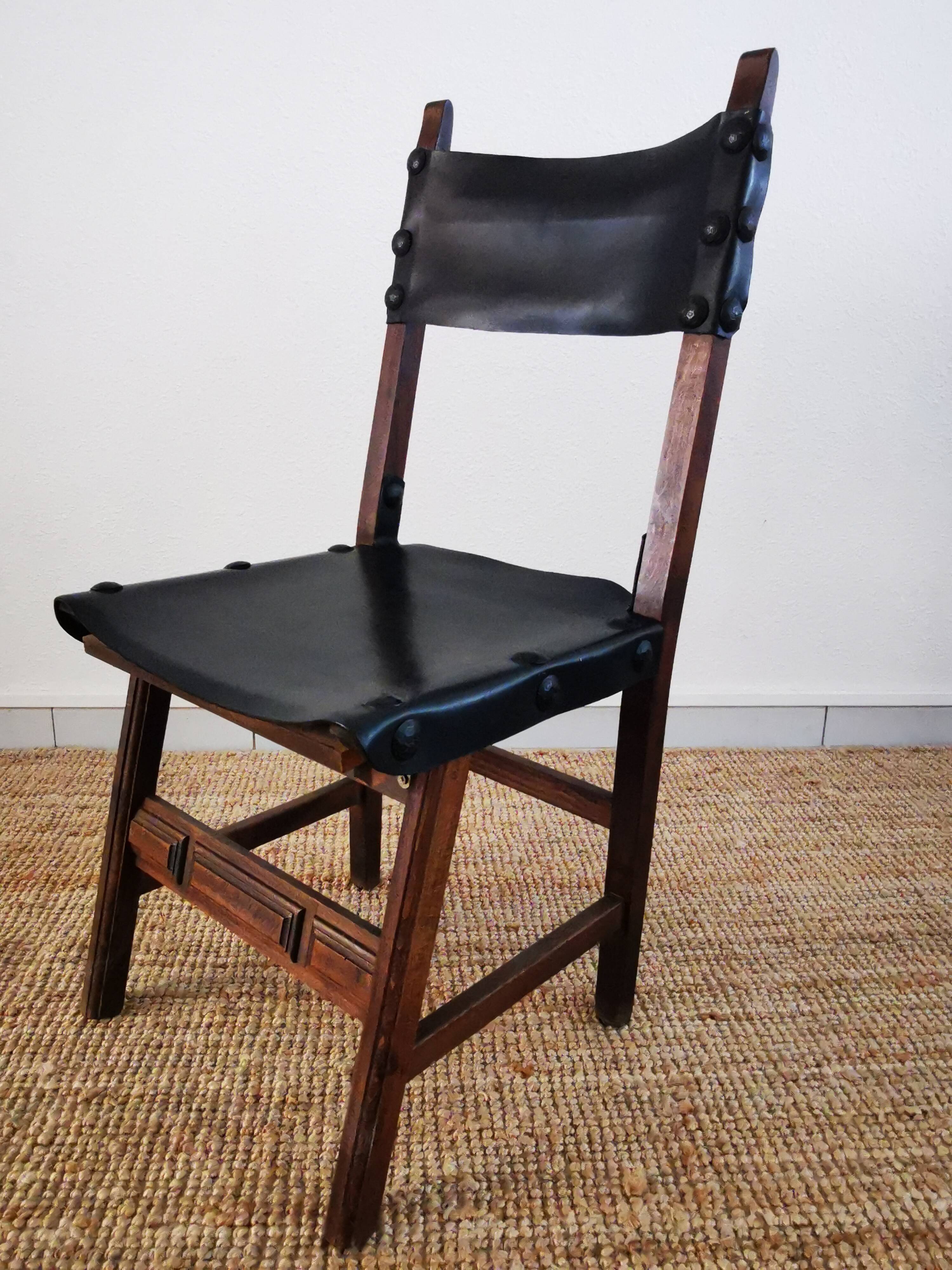 Suite of 6 brutalist vintage chairs "Castilian" by Navarro Argudo 70s ...