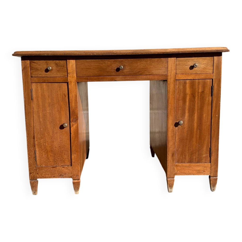 Bureau double face ancien en bois massif | Selency