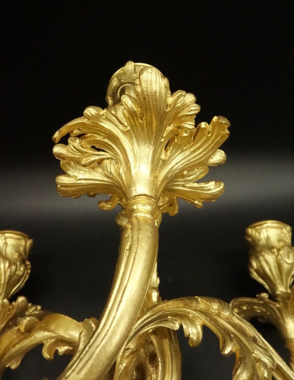 Paire de bougeoirs 3 feux, style rocaille / rococo, du 19è | Selency