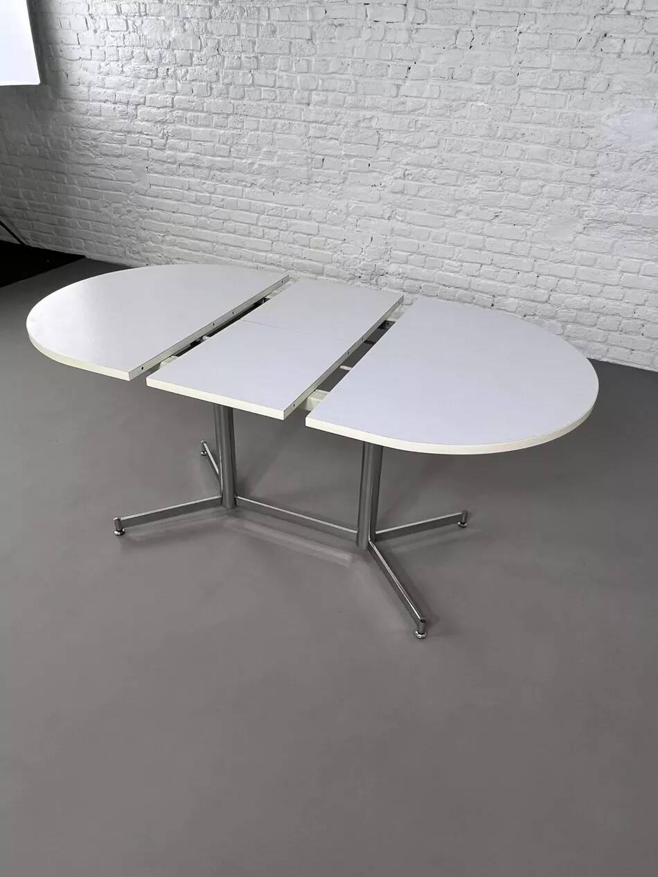 Table de repas ovale et extensible des années 50 chrome et formica | Selency