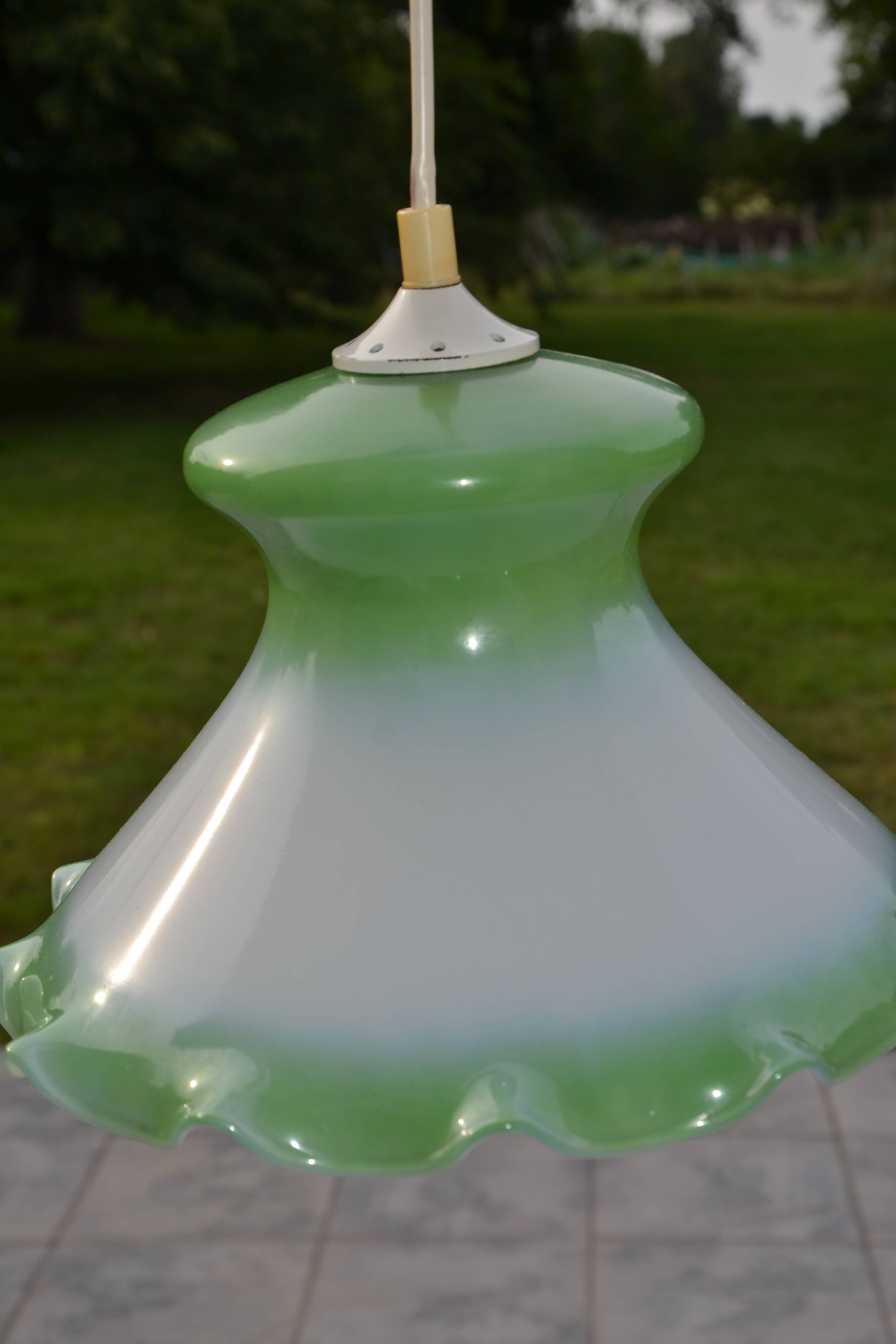 Suspension vintage en opaline verte | Selency