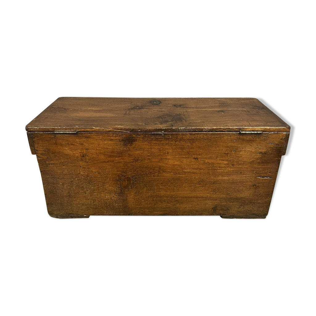 Ancien coffre a transporter en bois massif époque début XIXeme | Selency