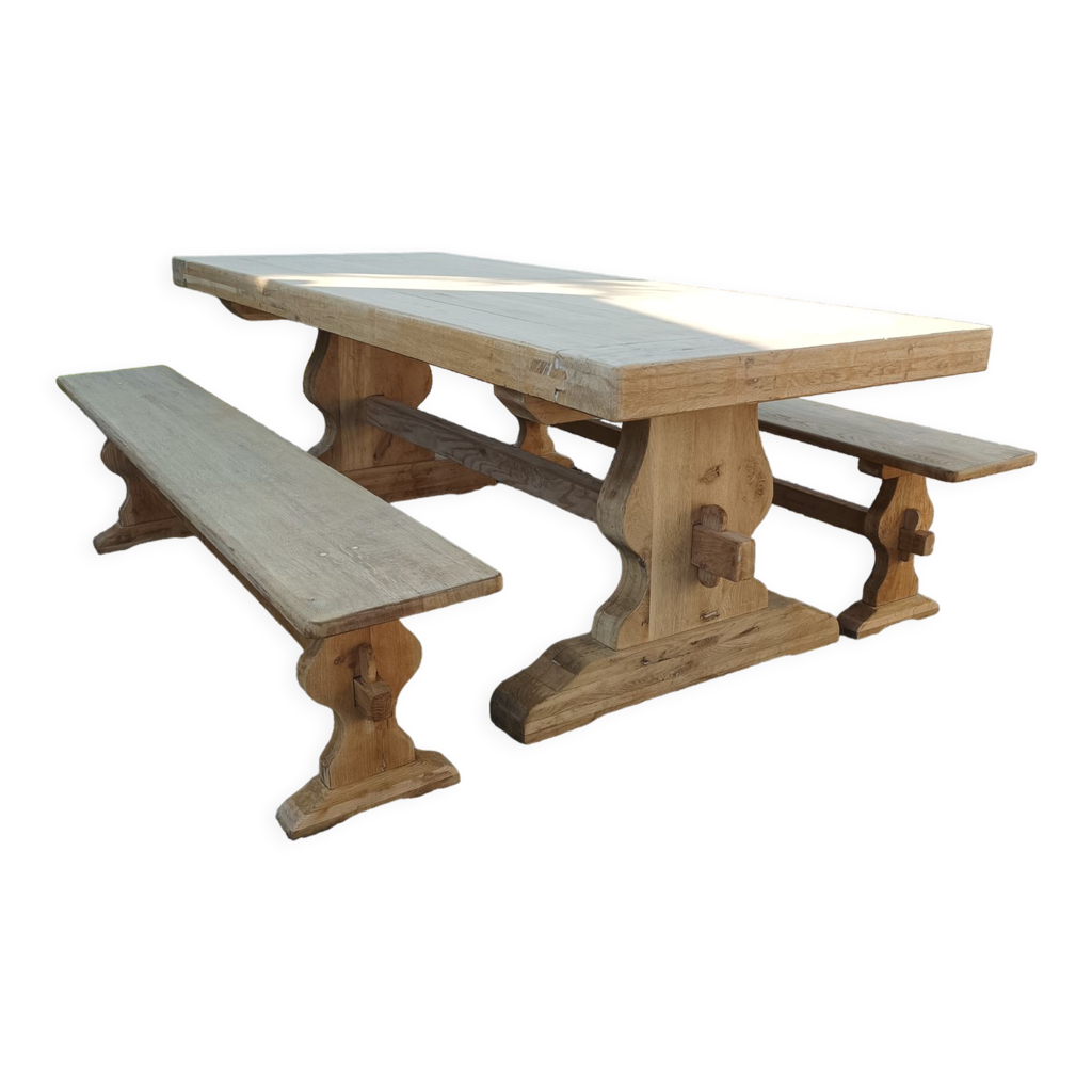 Table monastère avec bancs chêne massif | Selency