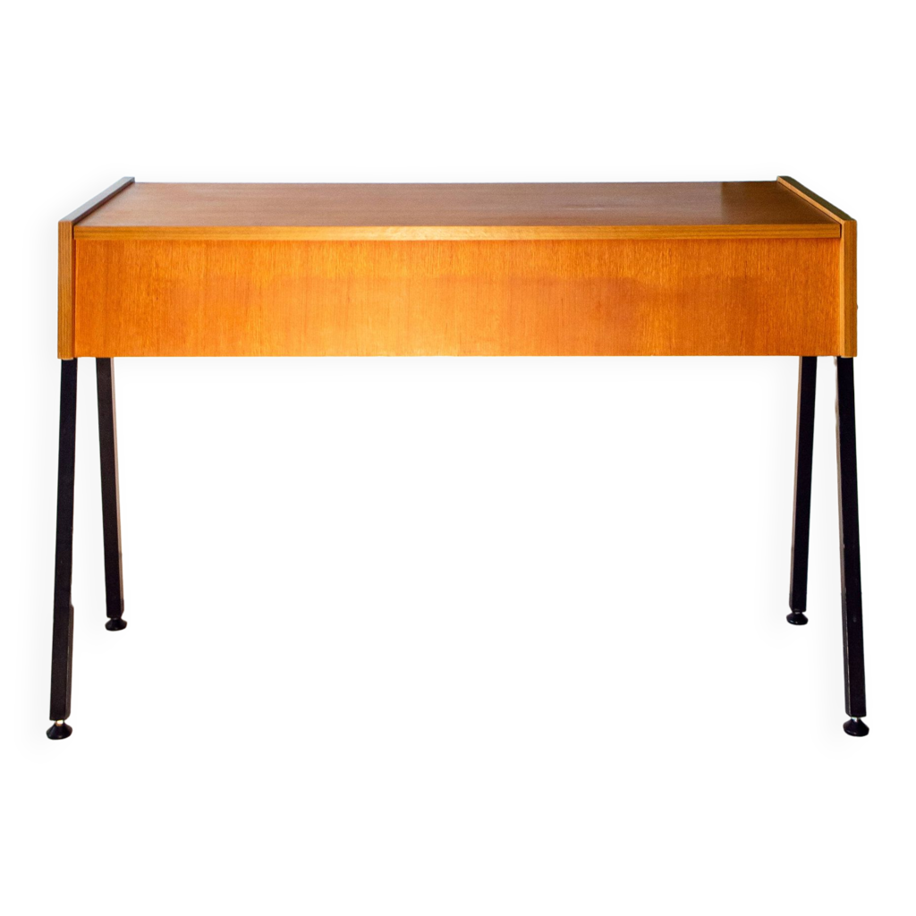 Bureau, console des années 60-70, teck et acier | Selency