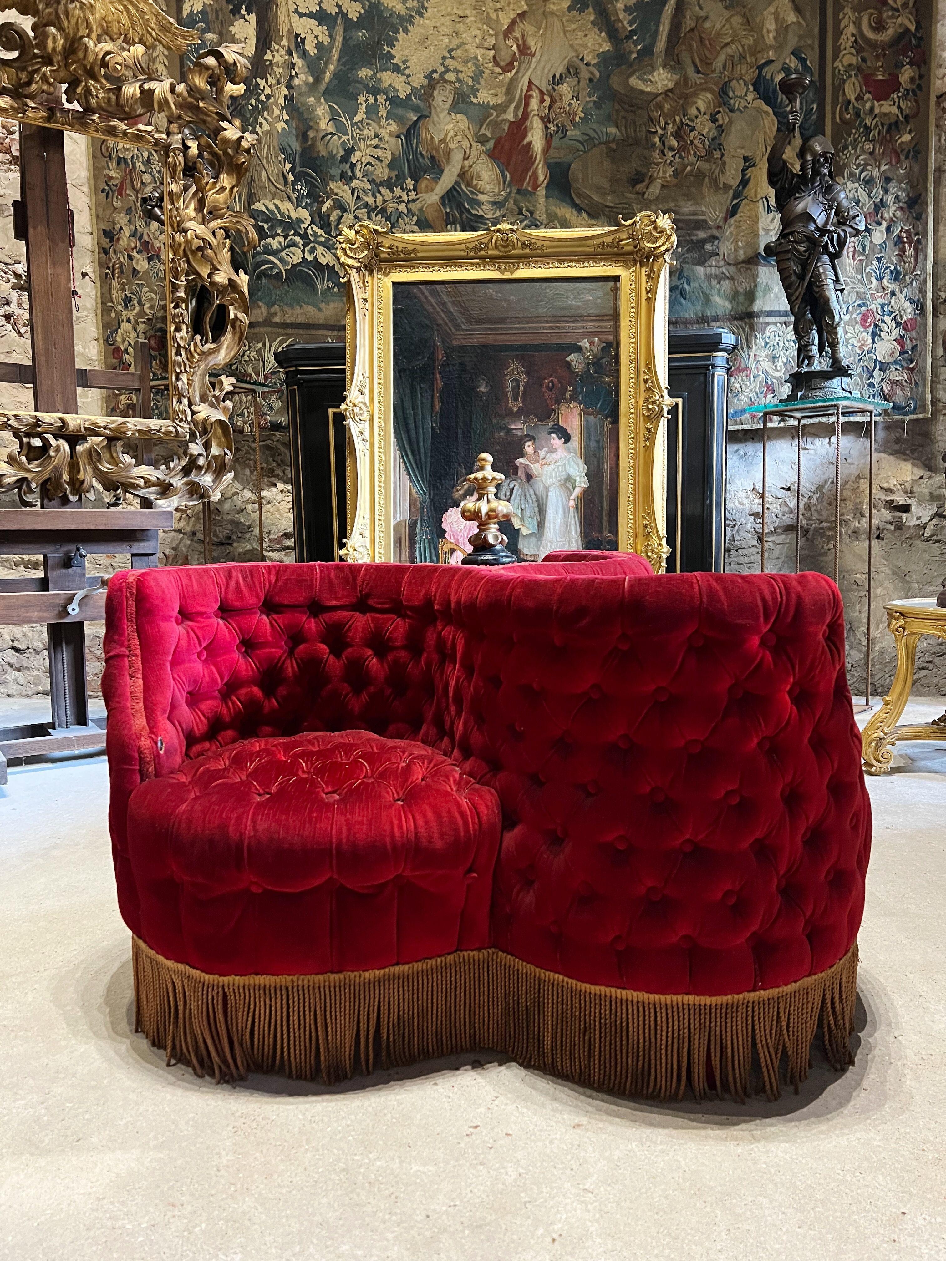 Indiscret en velour rouge et bois doré d’époque napoléon iii | Selency