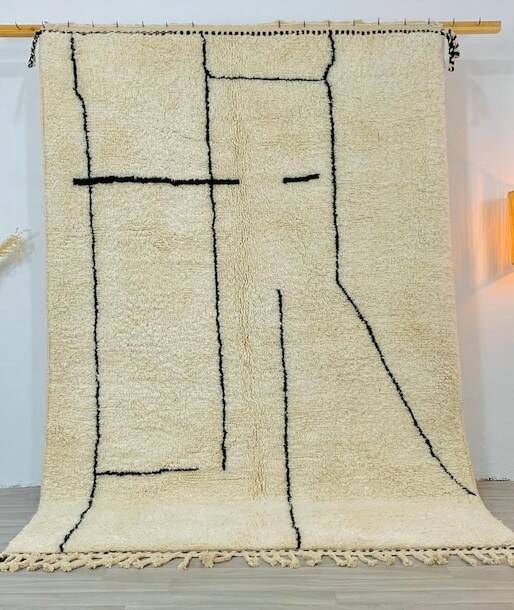 Tapis marocain noir et blanc, 150/250cm | Selency