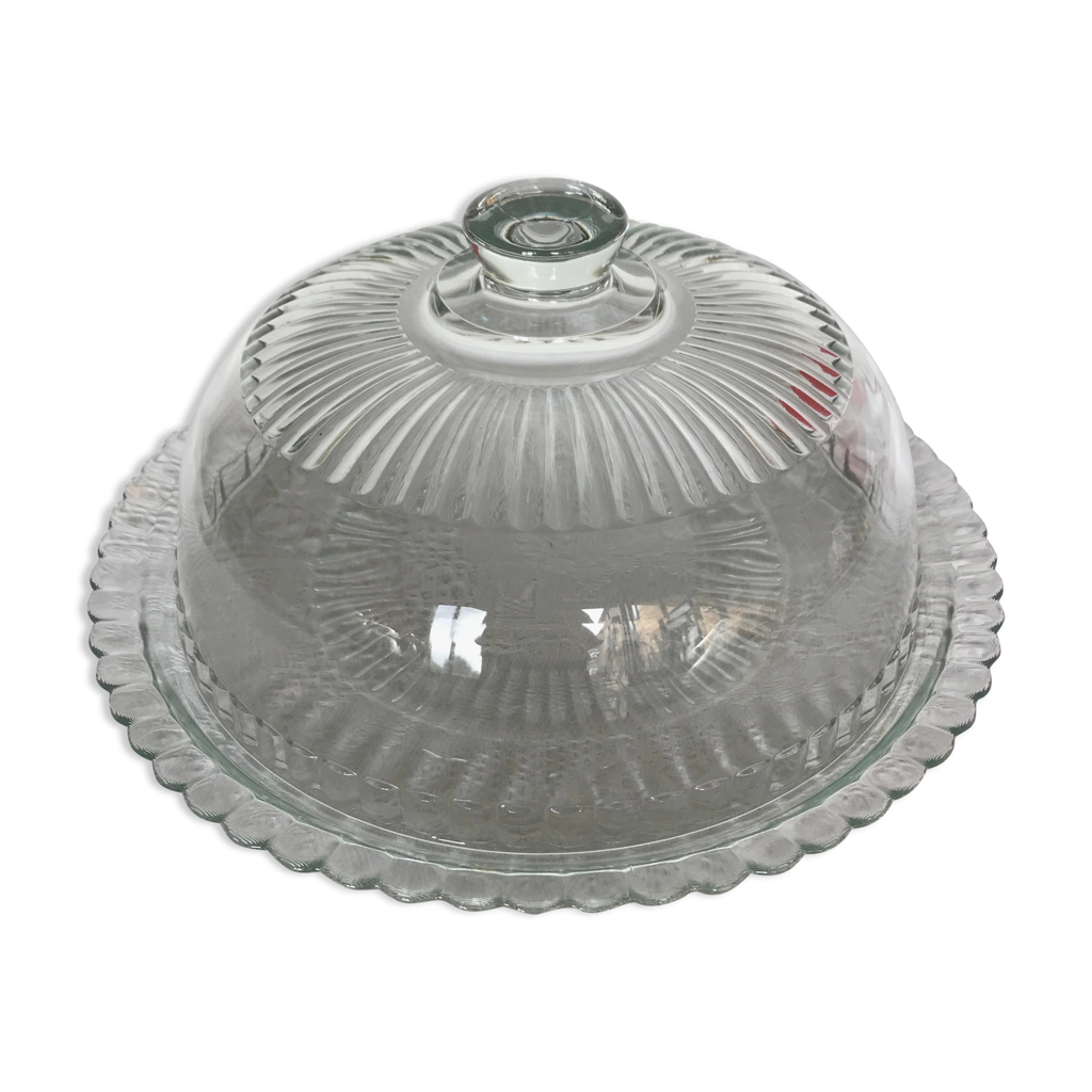 Plat de présentation vintage et sa cloche | Selency