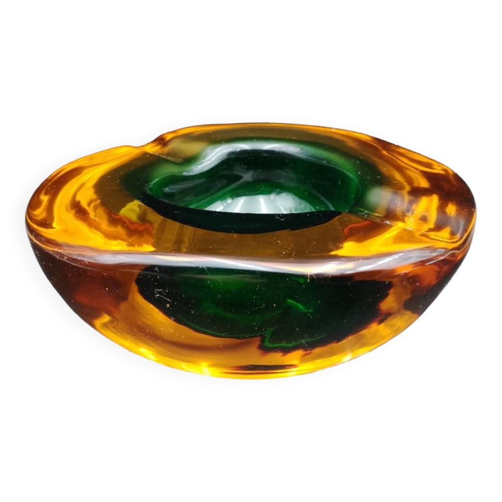 Rare "Multi-Color" Murano Glass Ashtray with Seguso Shell Elements ...