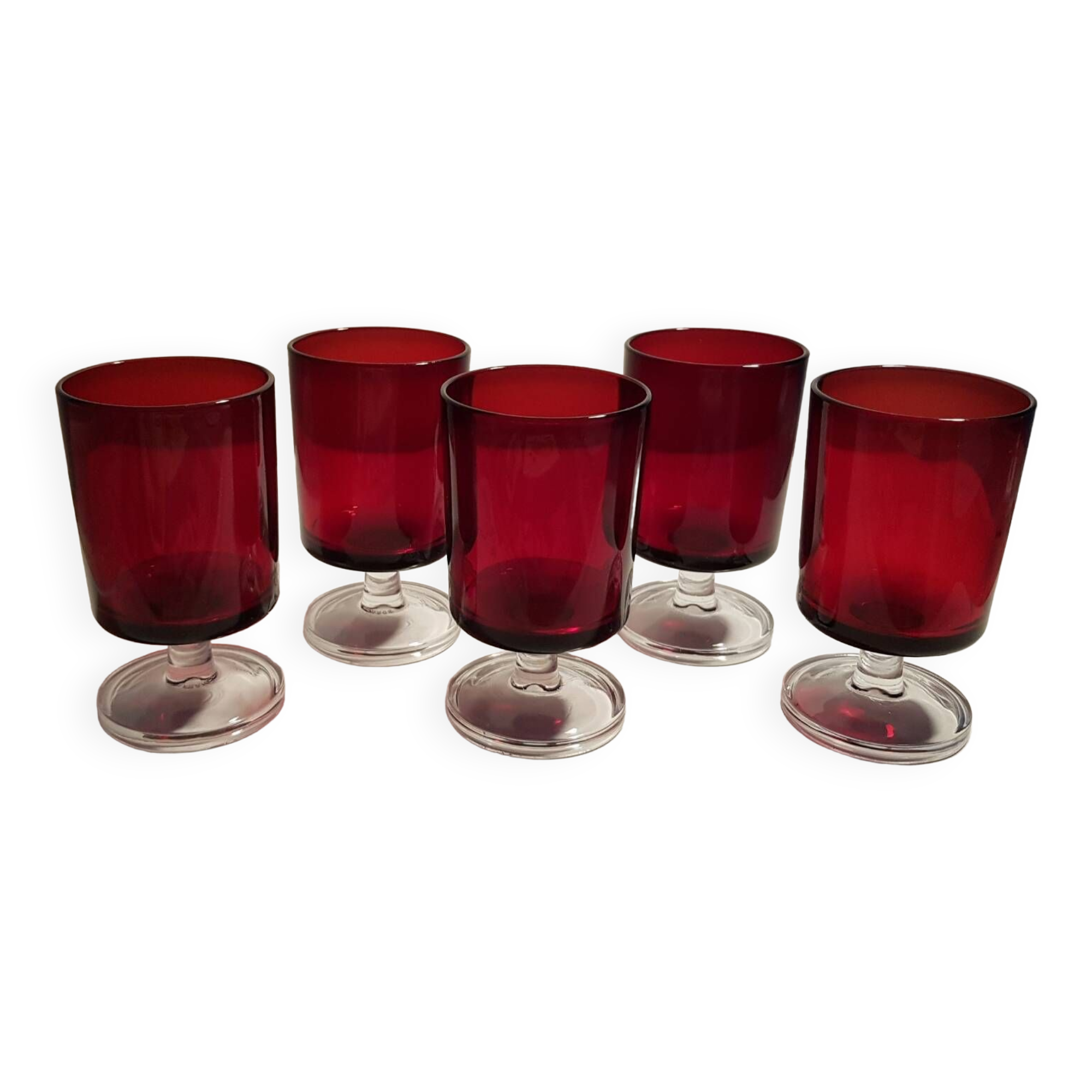 Set de 5 verres à vin vintage 70's rouge. | Selency
