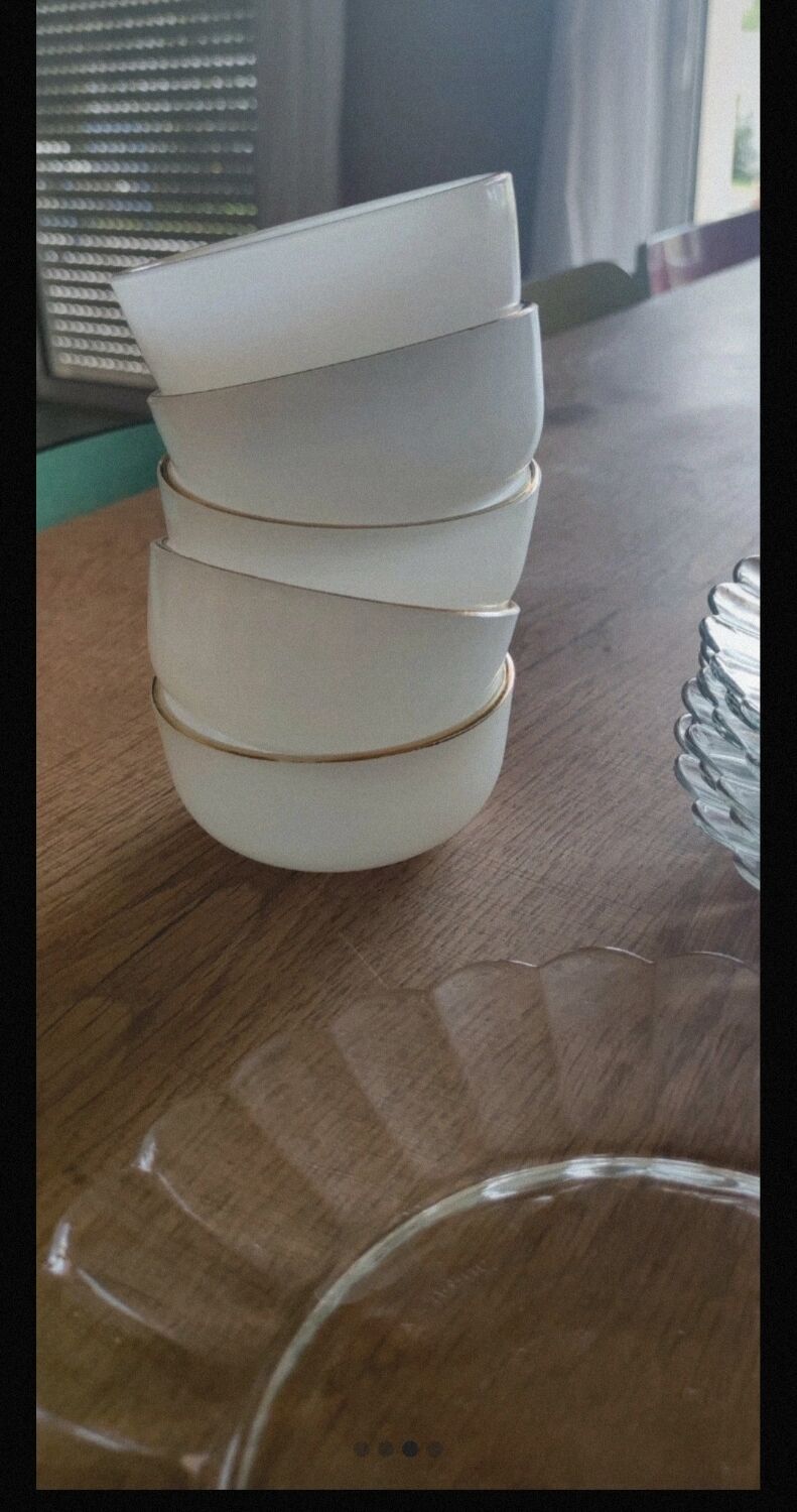 5 ramequins publicitaires Arcopal "Huile Lesieur" | Selency