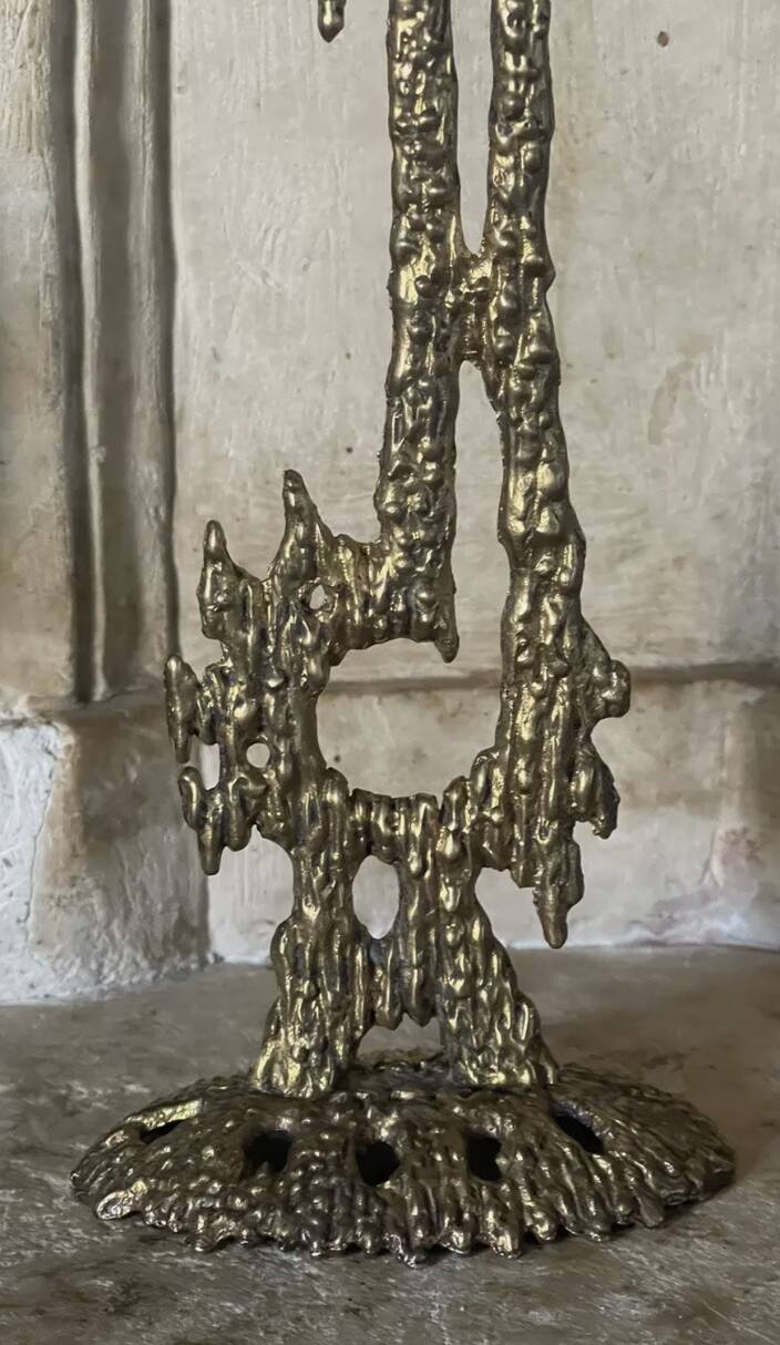 Wainberg - Paire de Chandeliers - Bronze Massif - Brutaliste - Israël ...