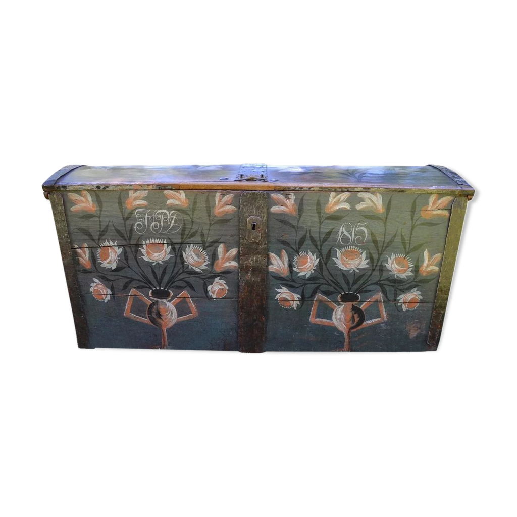 Coffre de mariage de dot peint tout début XIXe. | Selency