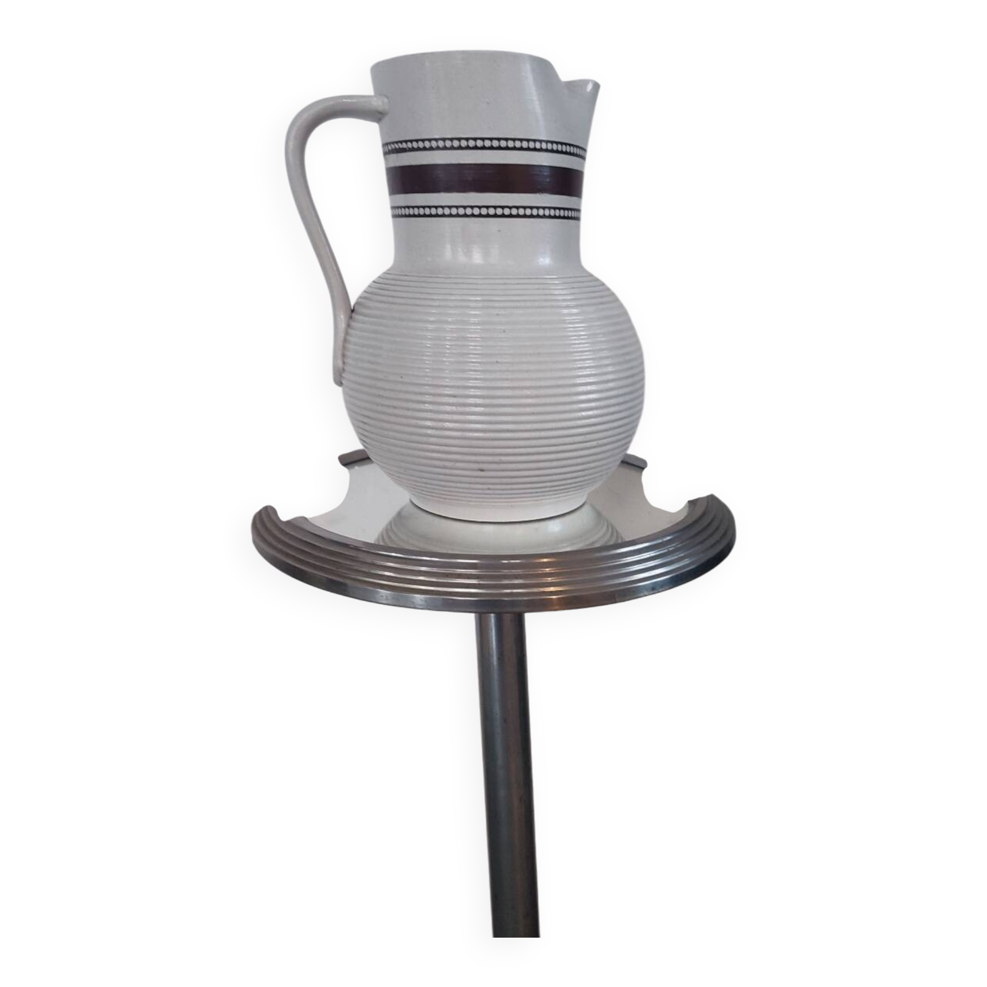 Grand pichet en grès vernissé signé période 1950-60 | Selency