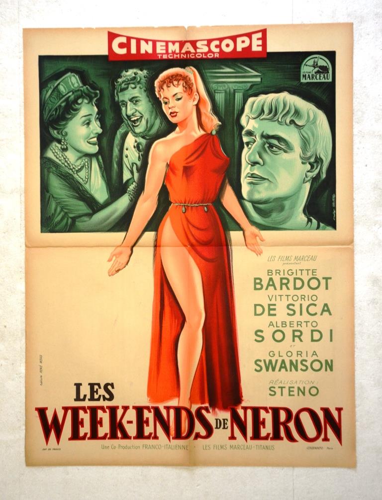 Affiche originale cinéma " Les week-end de Néron " 1956 Brigitte Bardot ...