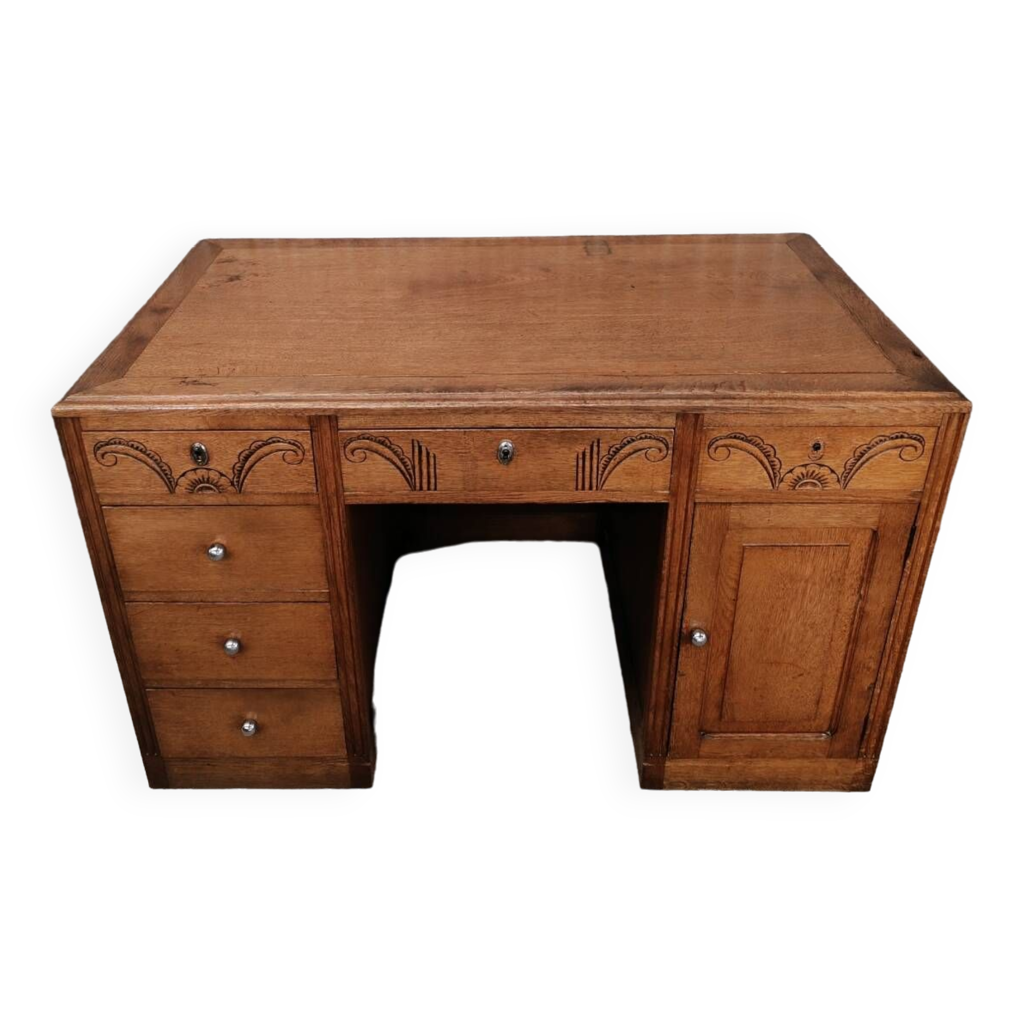 Bureau vintage style art déco en bois massif | Selency