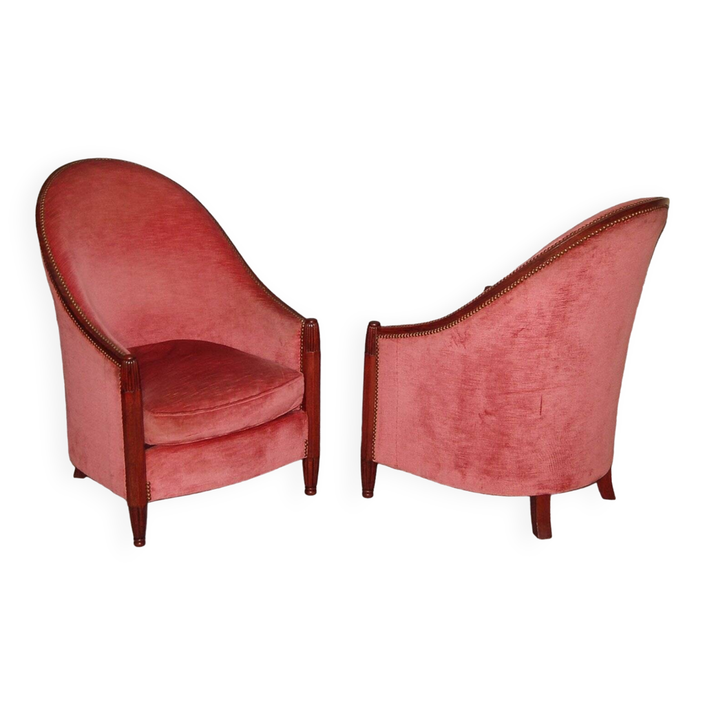 Paire de Fauteuils Art Déco par René Joubert & Philippe Petit pour DIM ...
