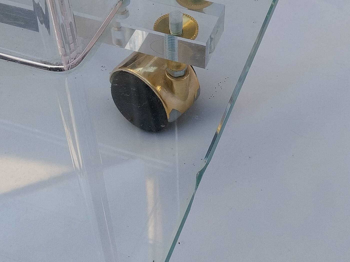 Desserte roulante console meuble TV plexiglas et verre | Selency