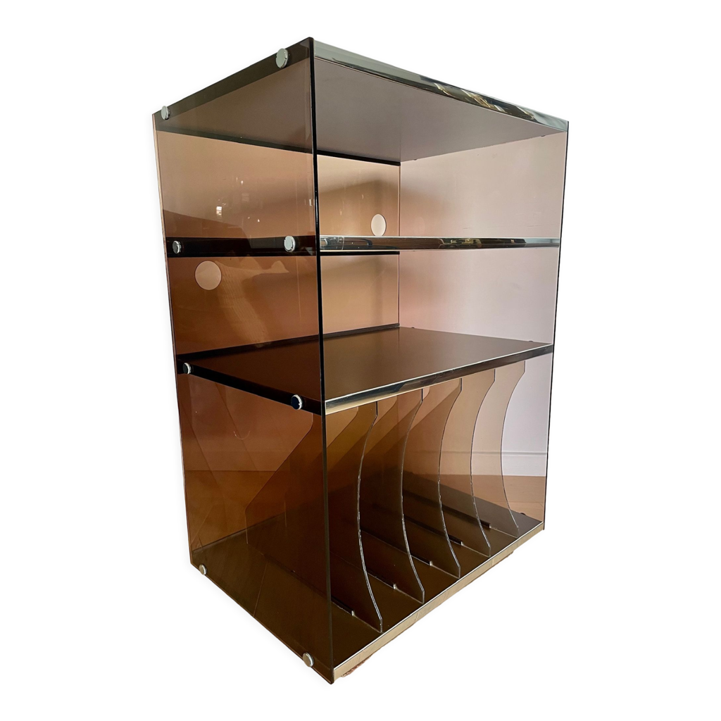 Meuble vinyles plexi fumé | Selency