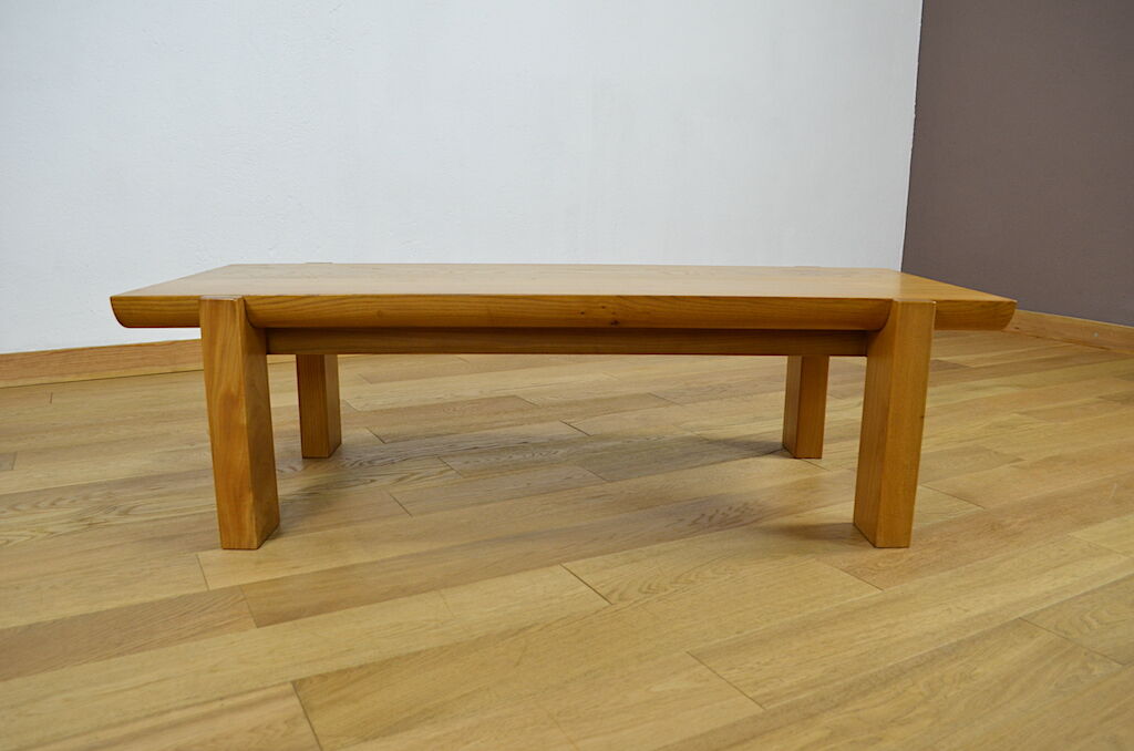Table basse vintage en orme de Luigi Gorgoni édition roche bobois 1980 | Selency