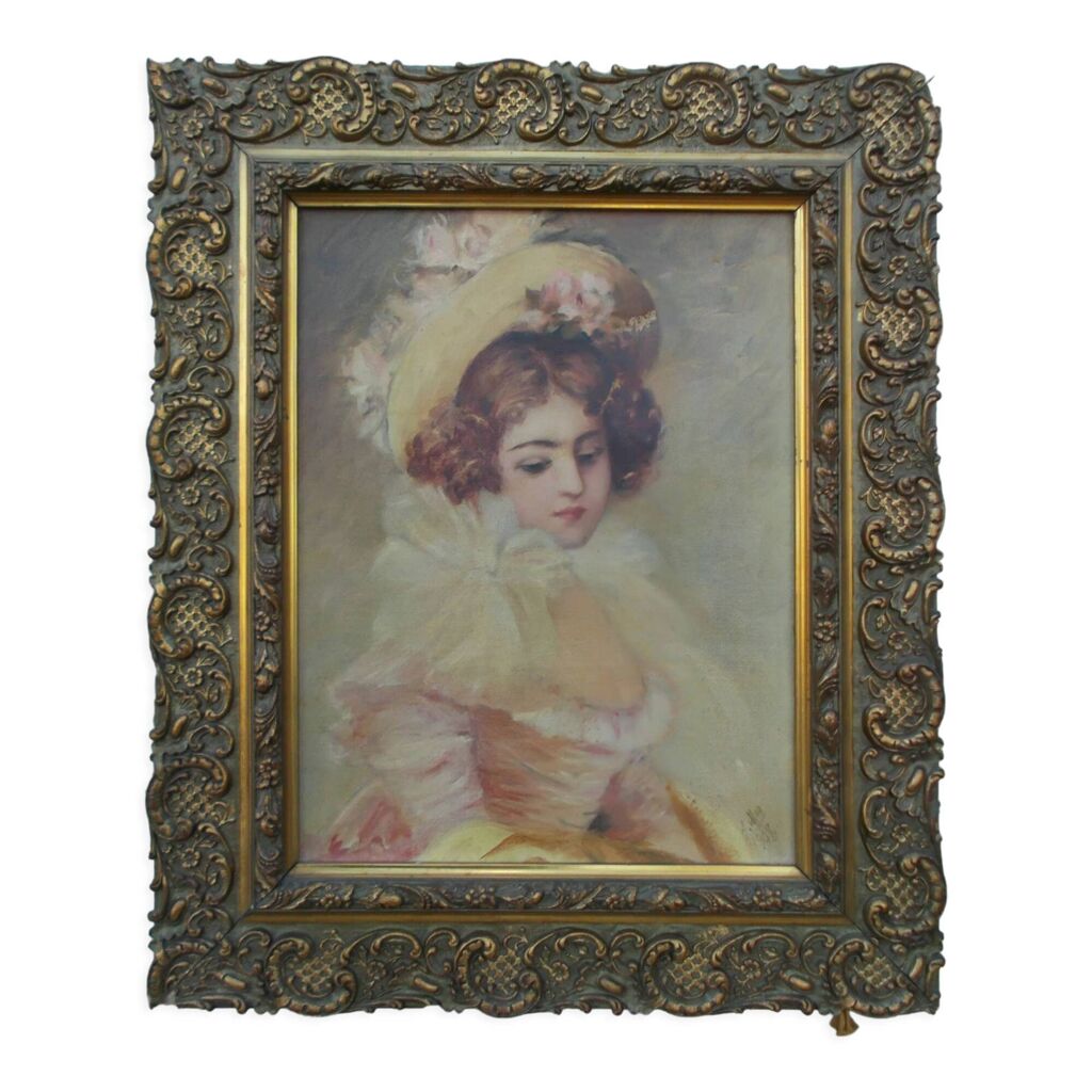 Portrait de femme huile sur toile 1908 | Selency