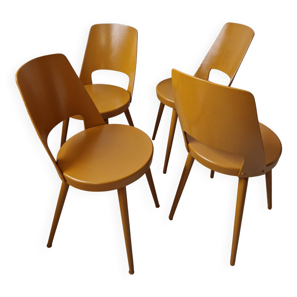 4 chaises Baumann Mondor ocre jaune | Selency