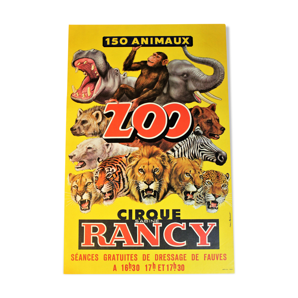 Affiche cirque Rancy "Zoo" 1970s | Selency