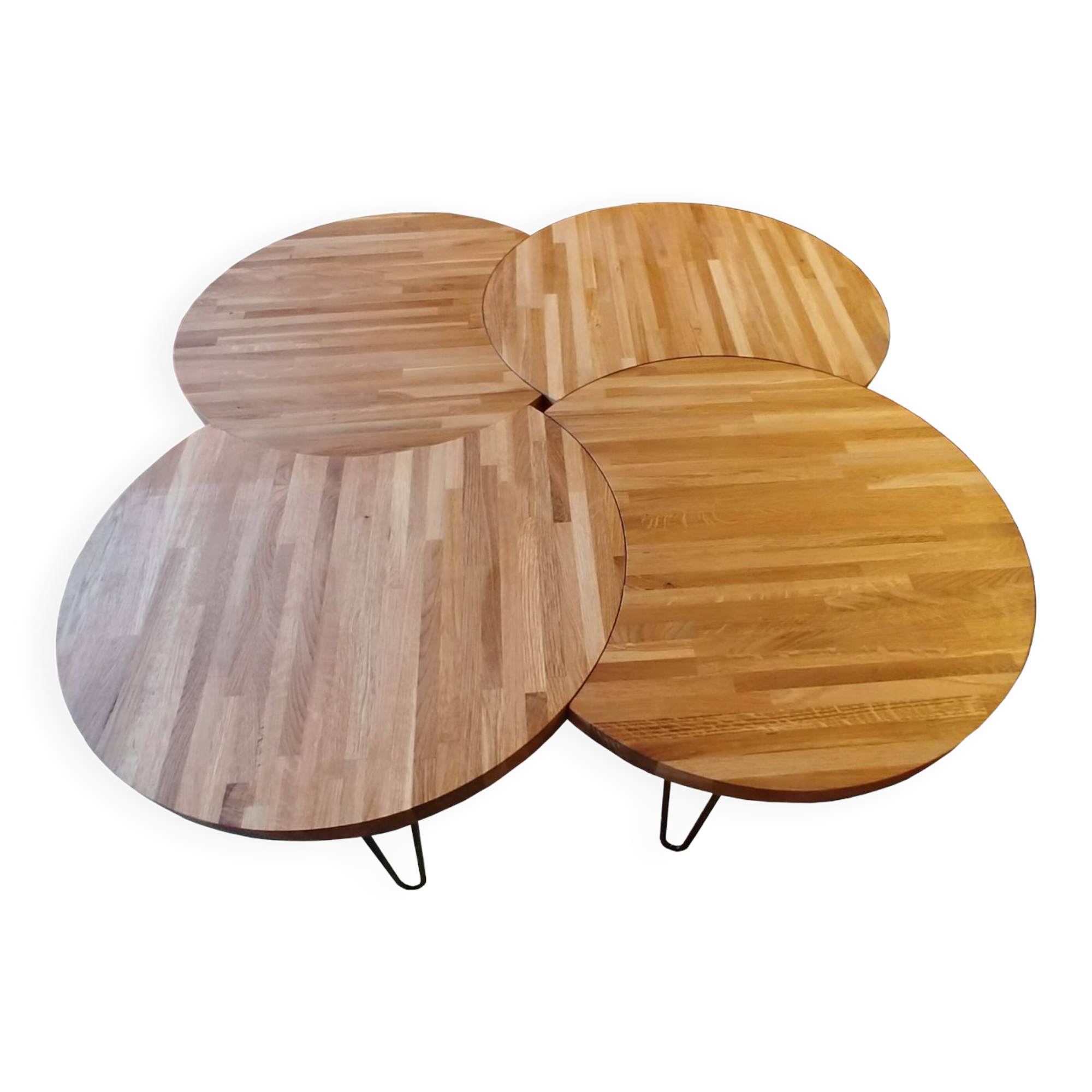 Tables basses modulaires en bois massif trèfle à quatre feuilles | Selency