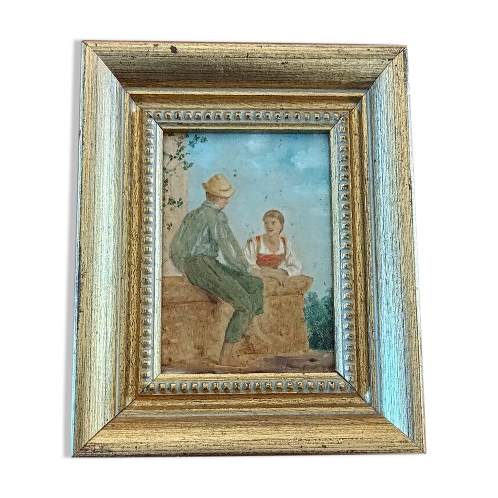 Tableau à l'huile scène galante | Selency