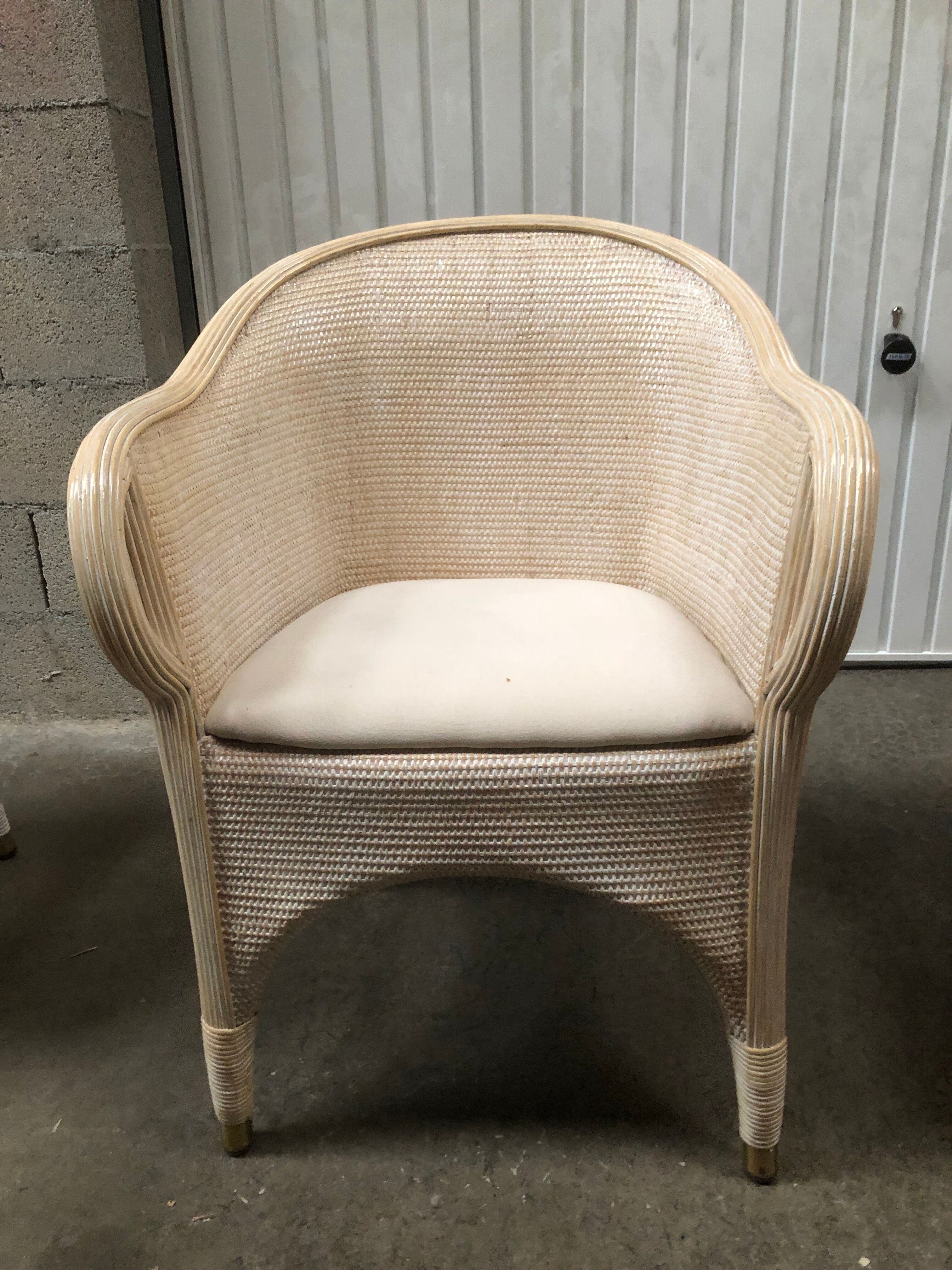 Ensemble table & 4 assises rotin roche et bobois | Selency