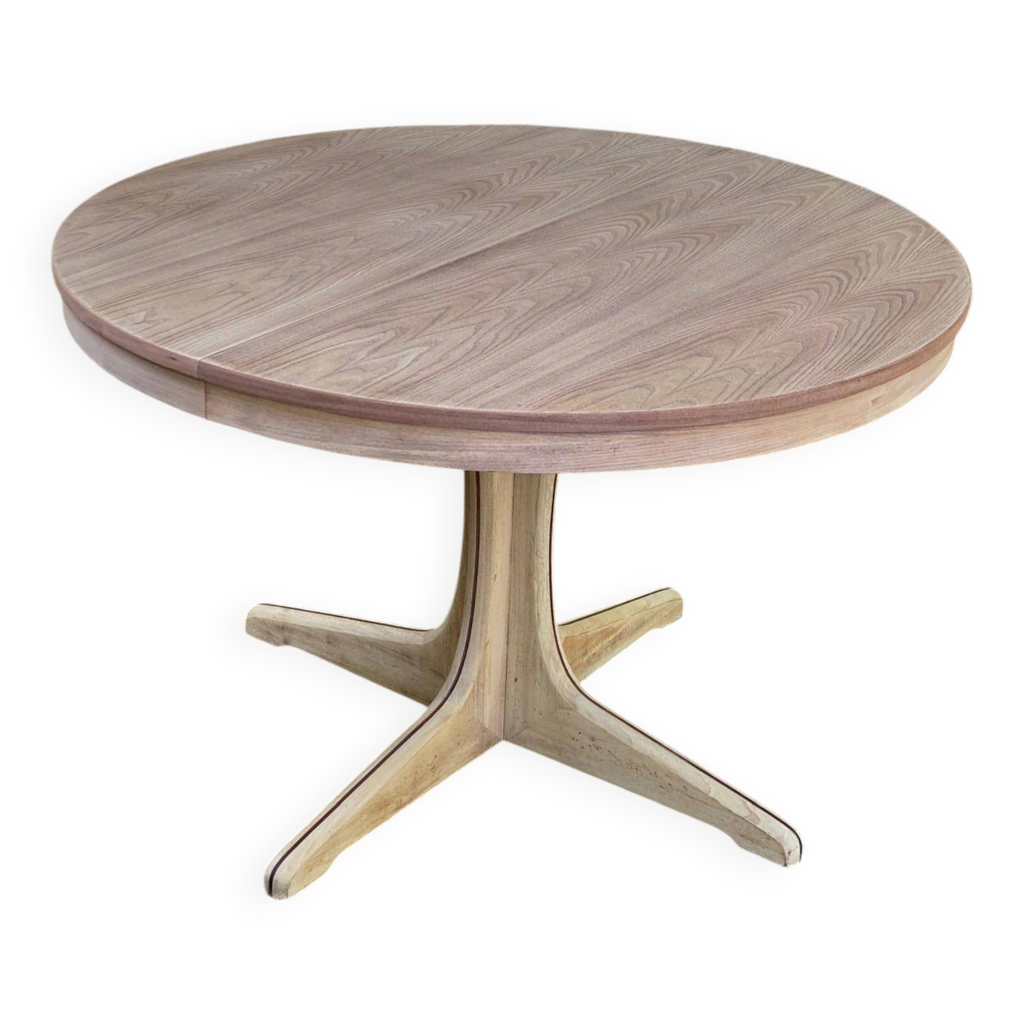 Table à manger scandinave Baumann ronde extensible pied central 150cm ...