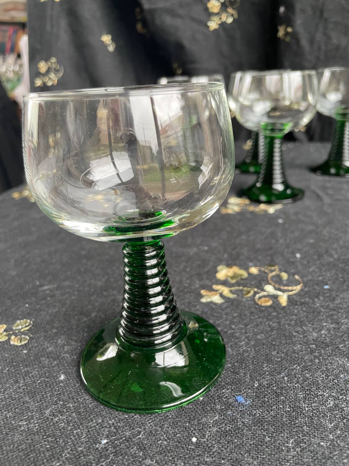 5 verres Roemer pied vert alsacien | Selency