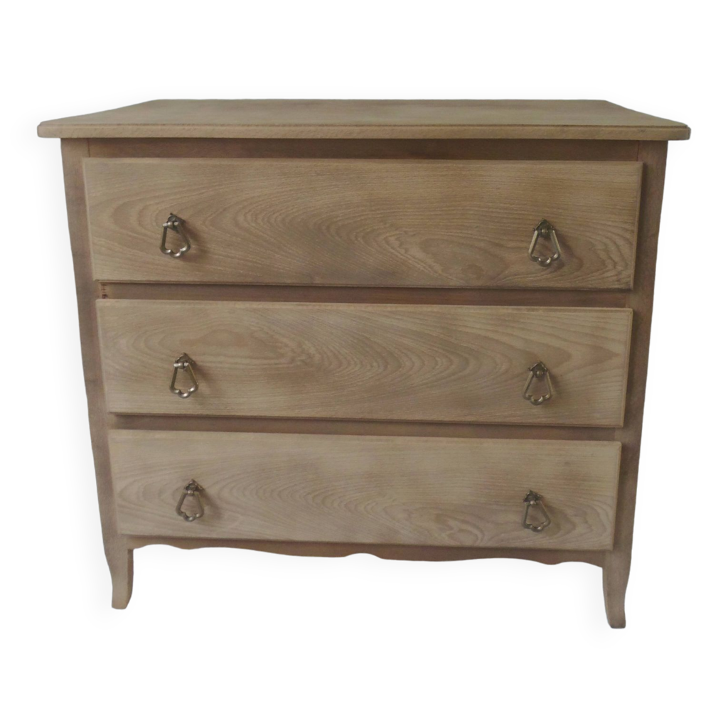 Commode vintage en bois brut finition cirée, plateau bois protégé par ...