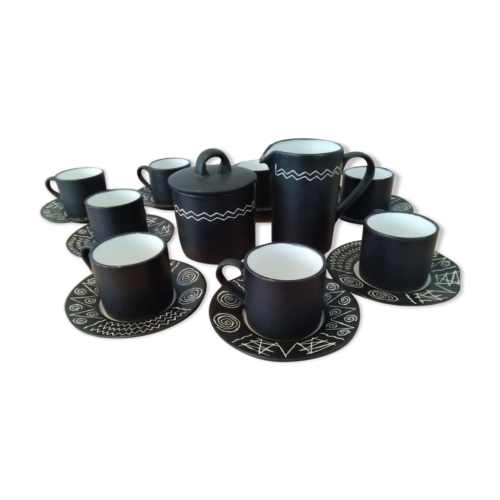 Scraffito Habitat Japan 8 tasses à café - 1 sucrier - 1 pot à lait ...