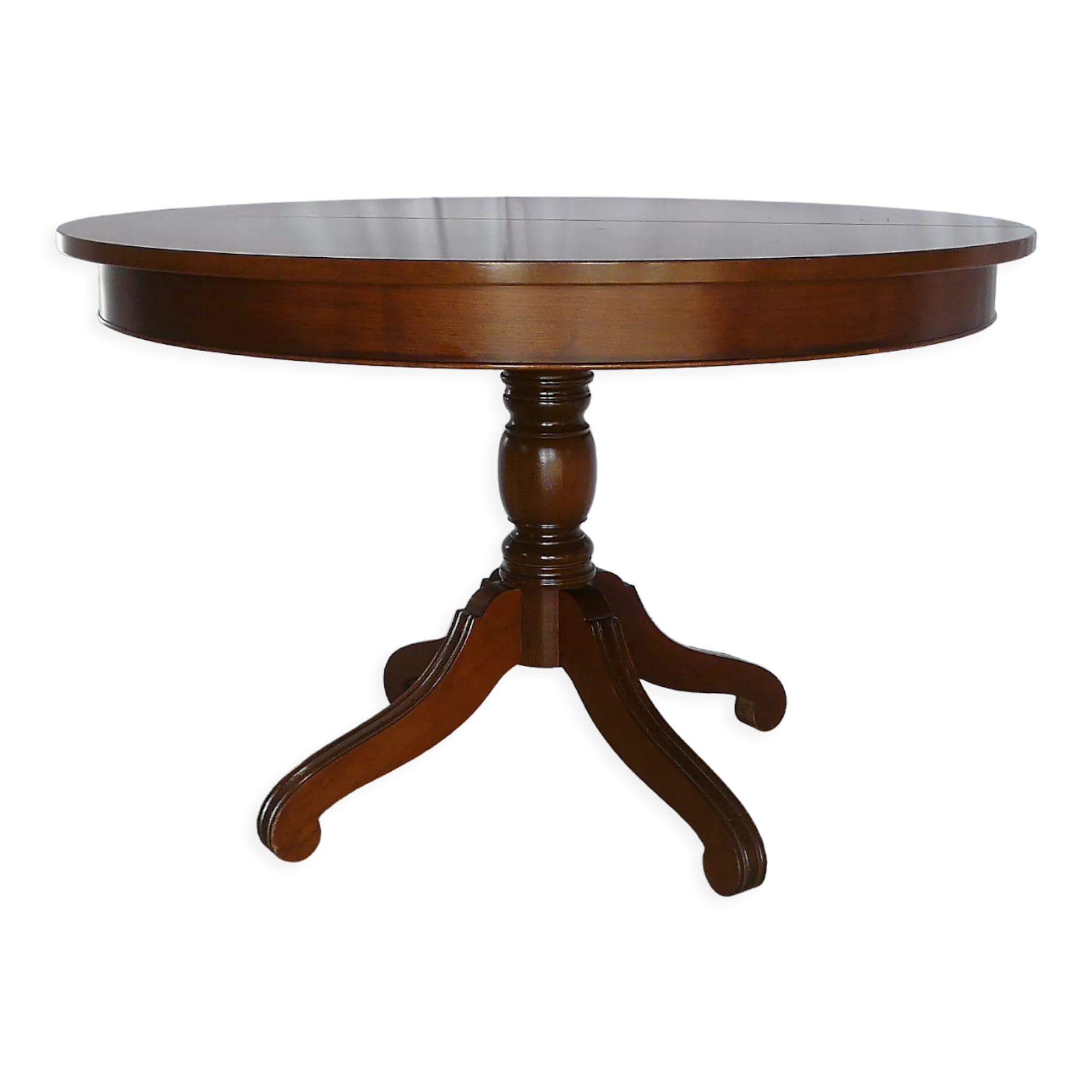 Table ronde extensible avec deux rallonges en bois massif | Selency