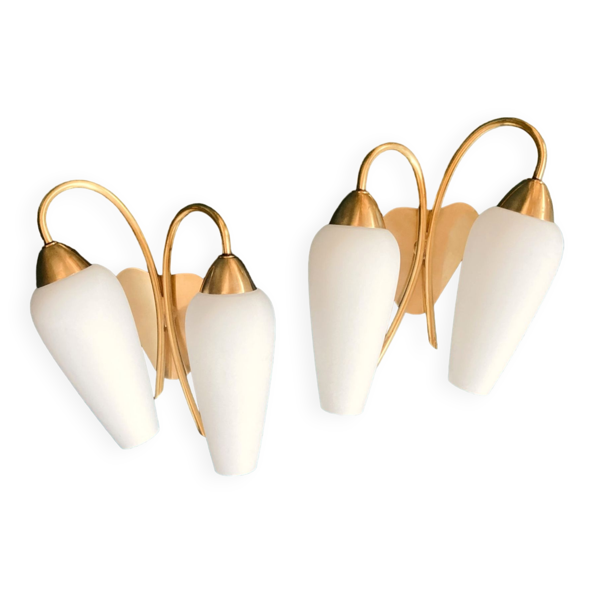 Paire d'appliques murales double en laiton Amilux Arlus | Selency