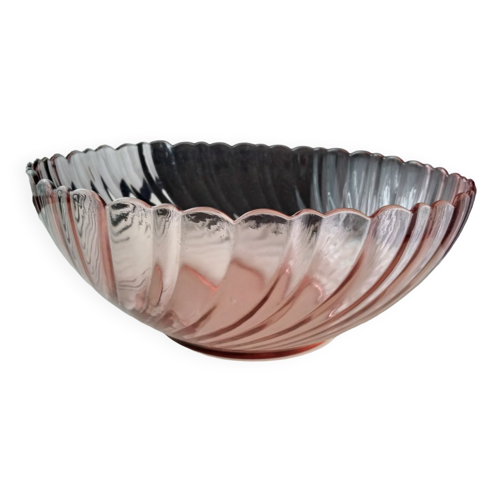 Grand saladier en verre rose Vintage Arcoroc 26 cm | Selency