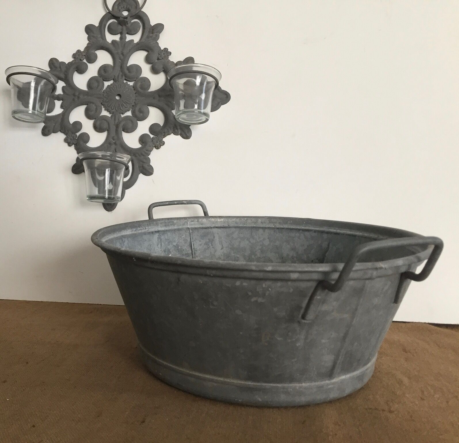 Bassine ancienne en zinc, campagne, lessive d'autrefois | Selency