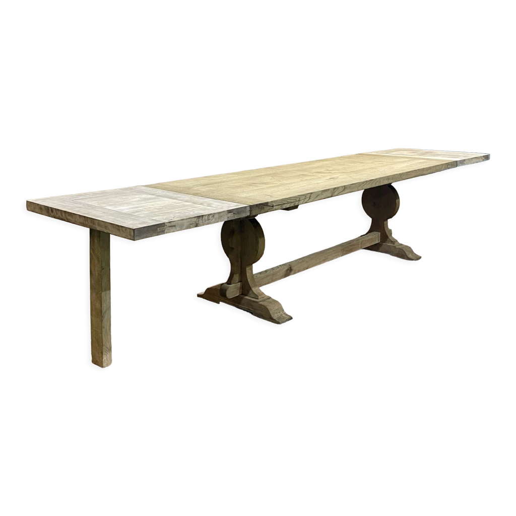Table monastère en châtaignier avec des allonges en hêtre et chêne | Selency