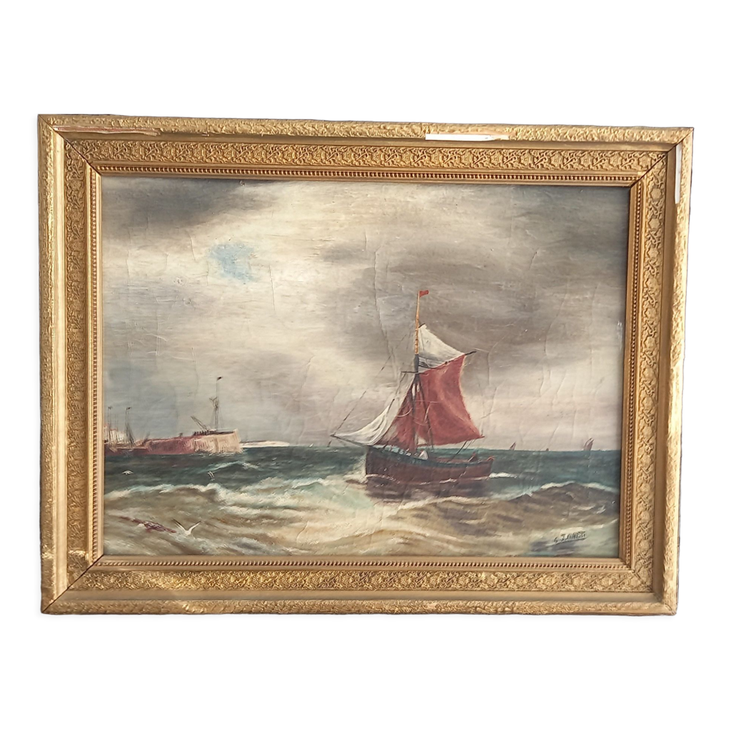 Tableau Marine (paysage mer )XIXe, signé Zannetti | Selency