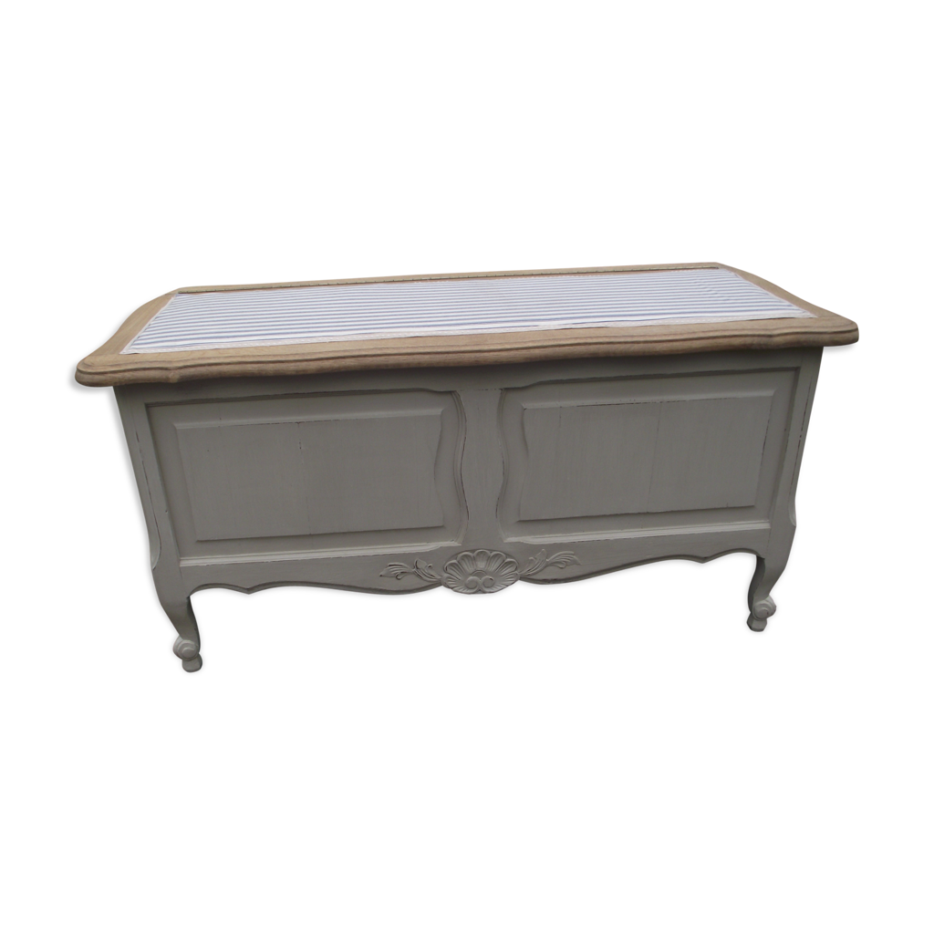 Banc coffre style louis XV en chêne massif | Selency