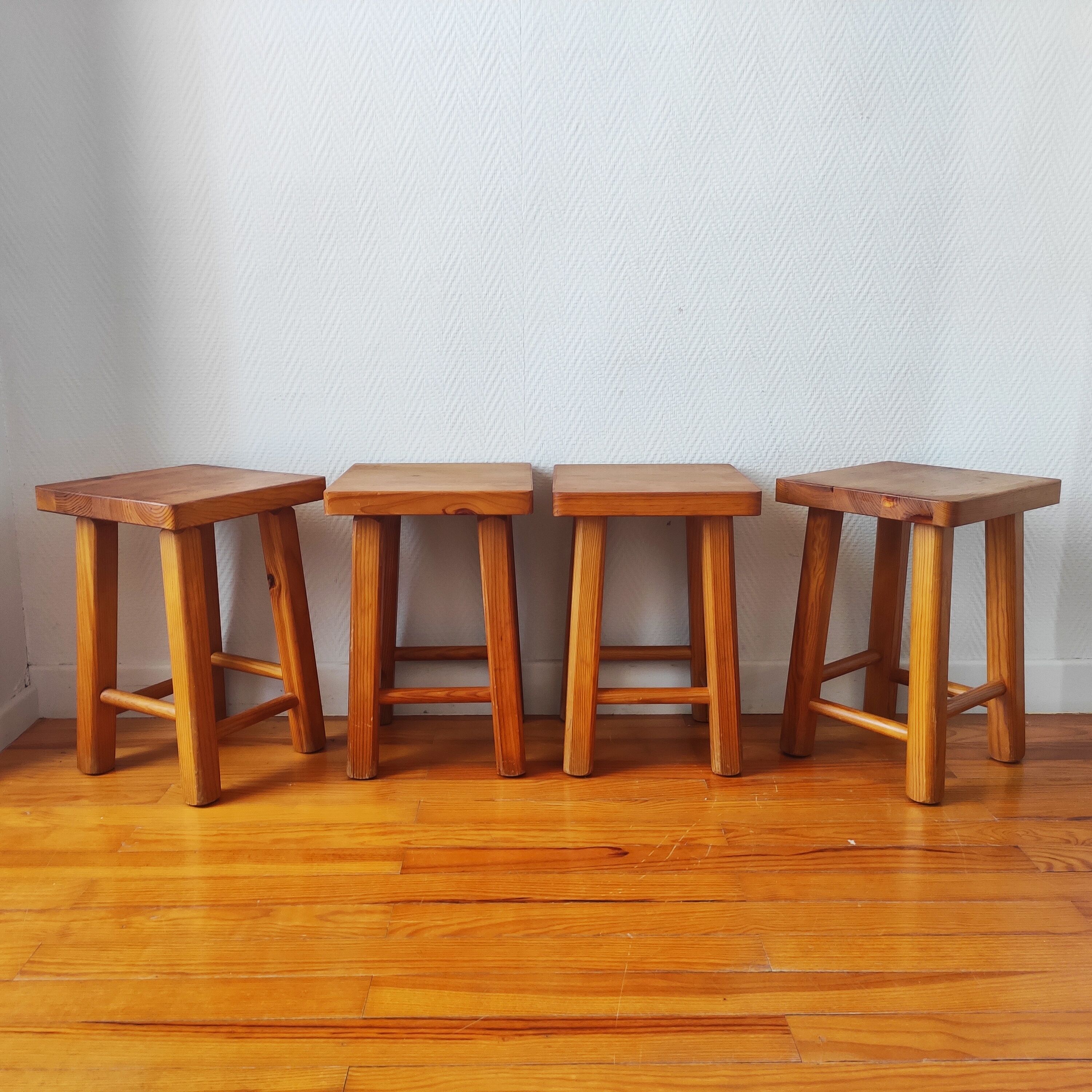 Tabourets pin massif vintage 1970 | Selency