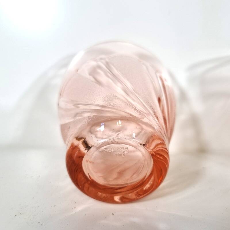 6 Vintage petit verre à eau de couleur rose signé Vereco France | Selency