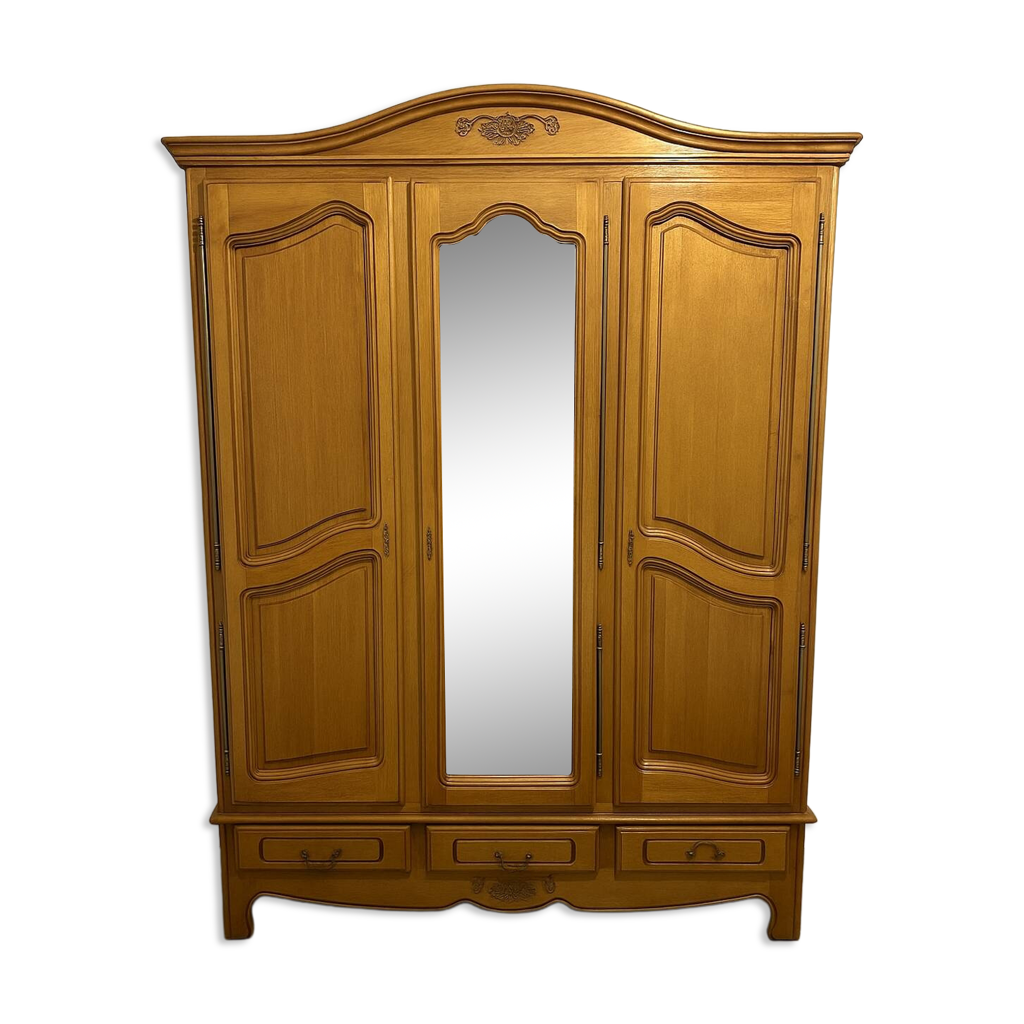 Armoire 3 portes, 3 tiroirs en chêne massif | Selency